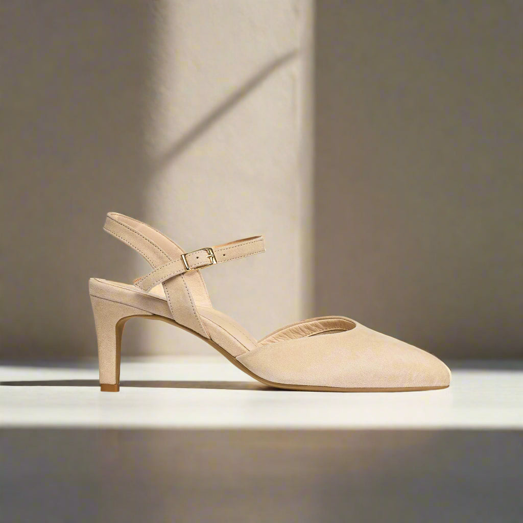Calla Shoes | Patricia | Bone suede high heel sandal