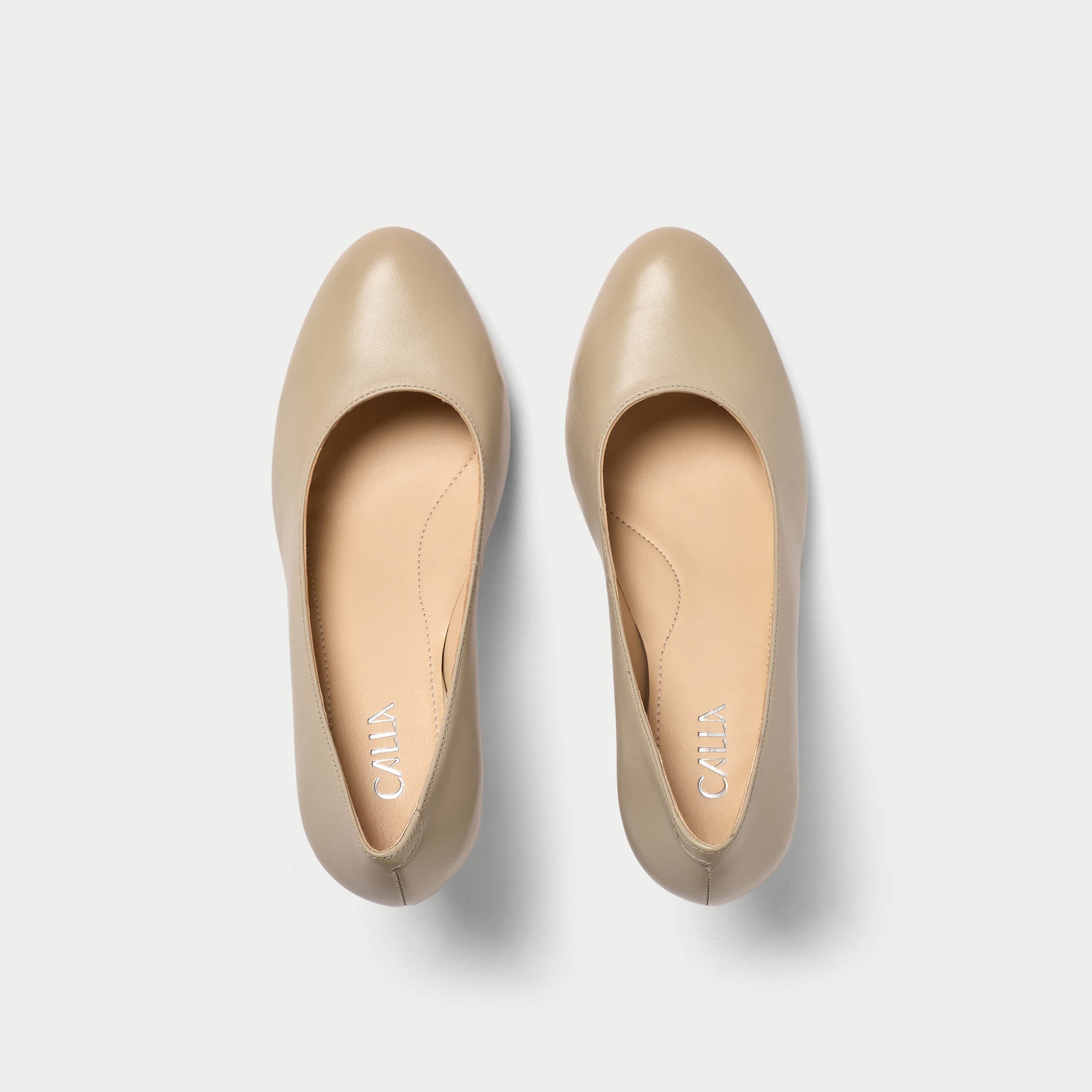 Calla Shoes | Sophia | Classic off neutral leather heeled court shoes
